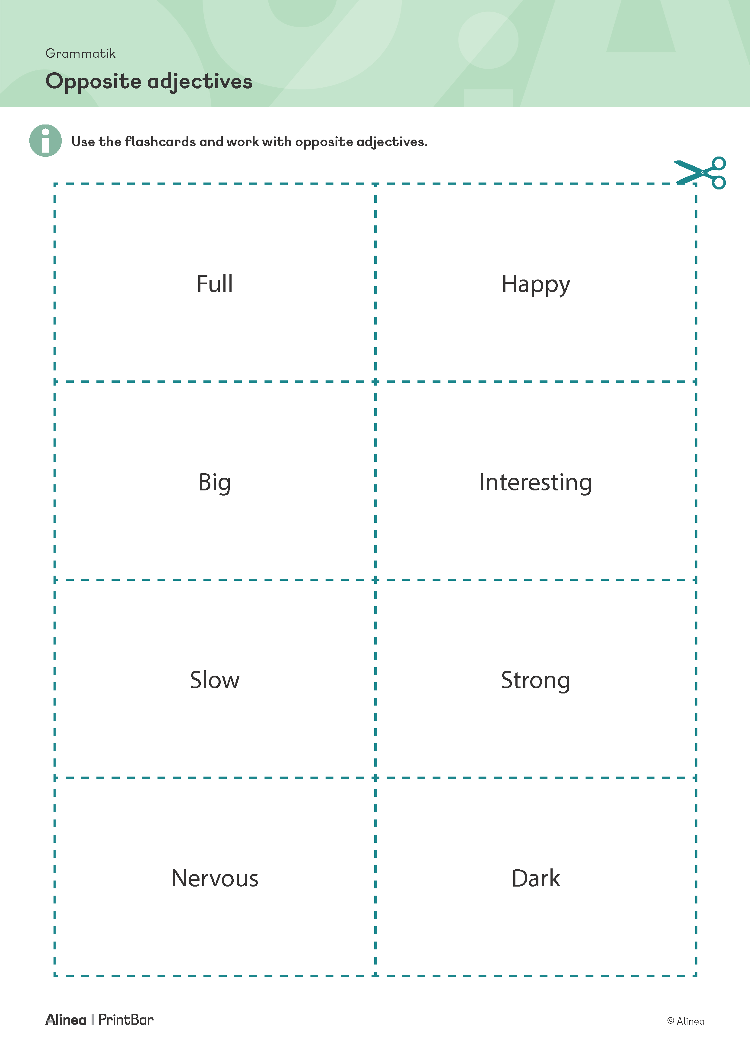 Opposite adjectives | Gratis opgave til print | PrintBar - PrintBar