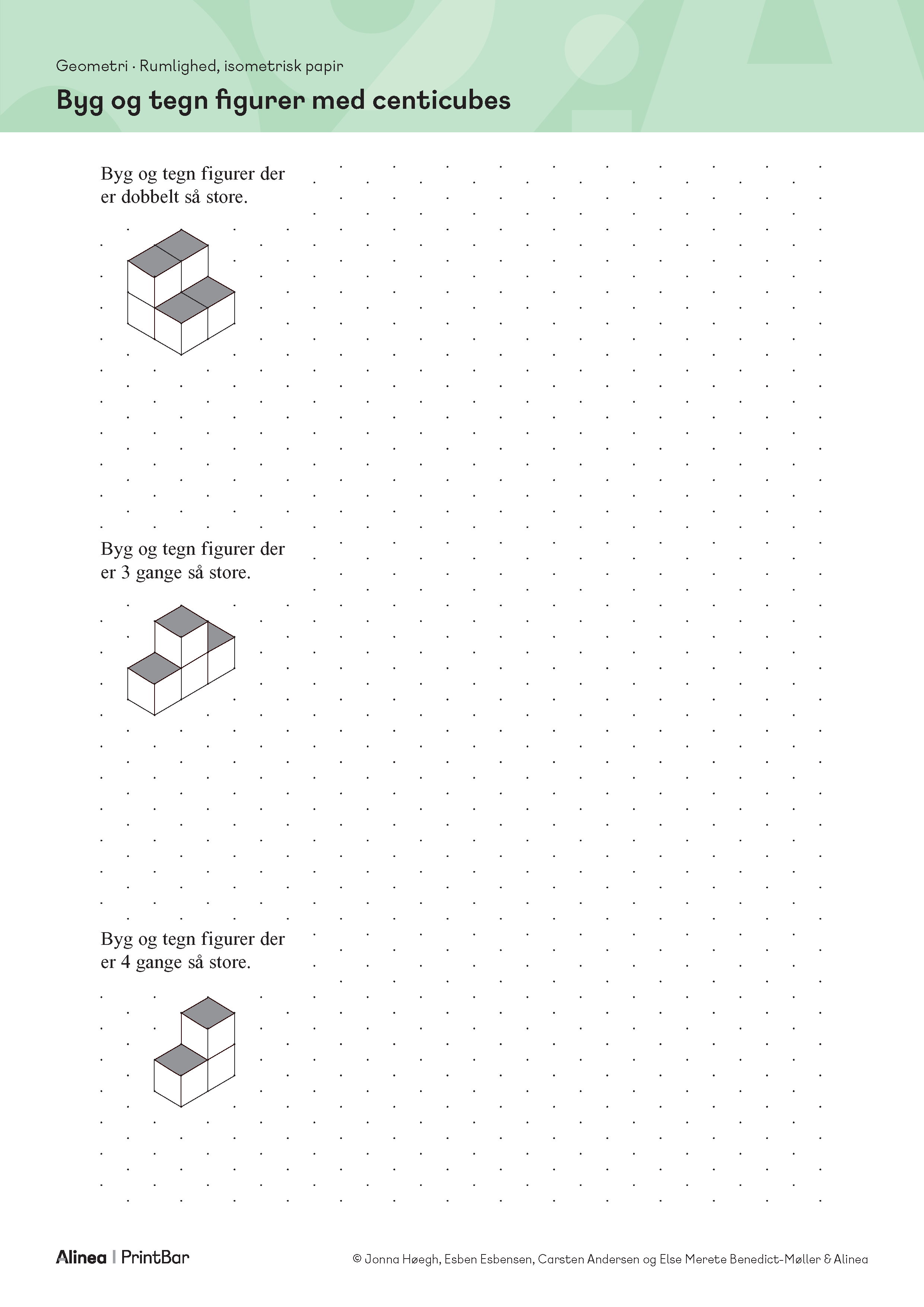 Byg og tegn figurer med centicubes | Gratis matematikopgave til print ...