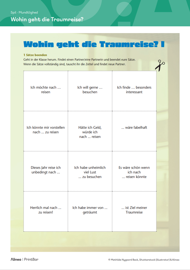 Wohin geht die Traumreise? | Gratis opgave til print | PrintBar | PrintBar