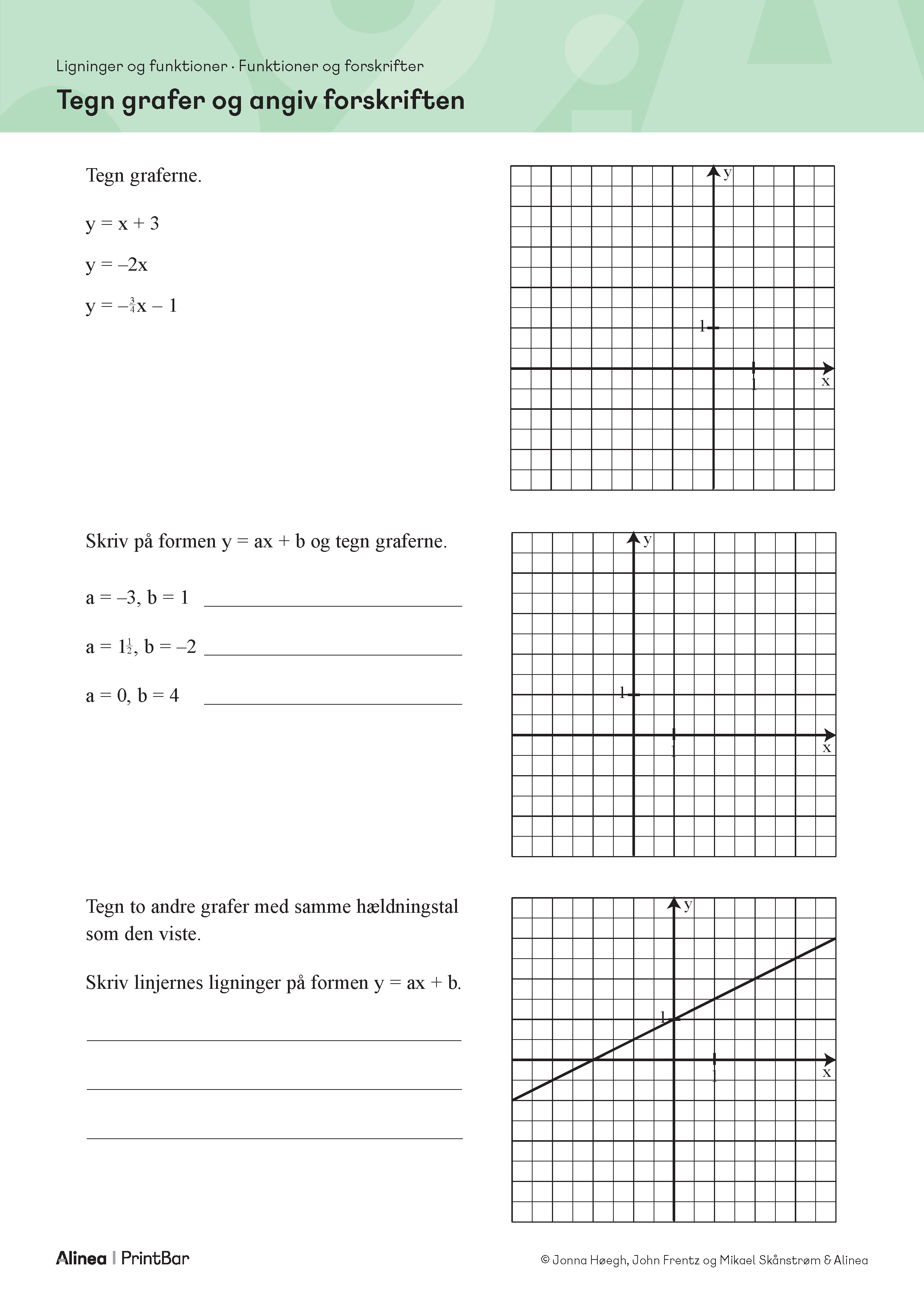 Tegn grafer og angiv forskriften | Gratis opgave til print | PrintBar ...