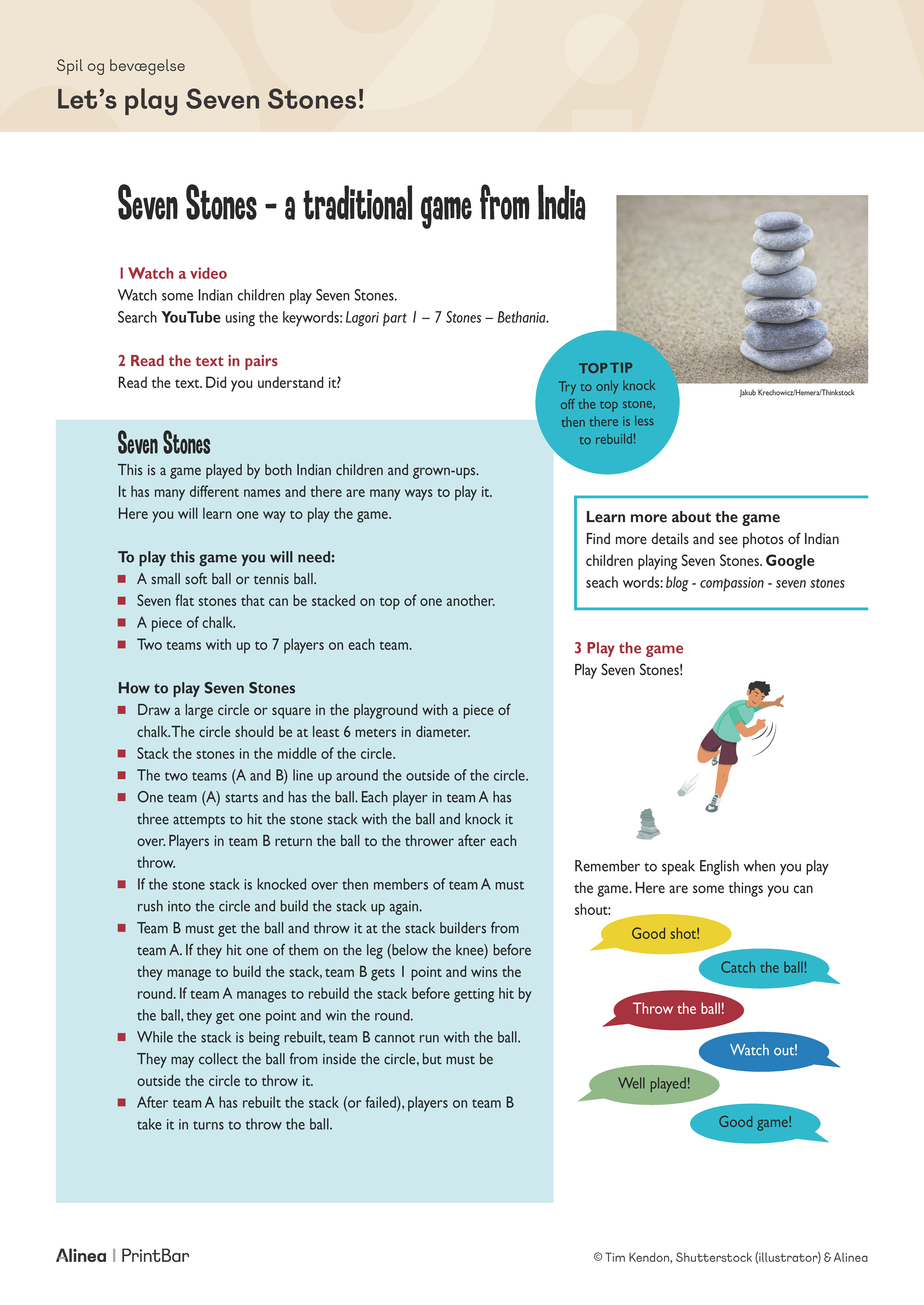 Seven Stones a traditional game from India | Gratis opgave til print ...