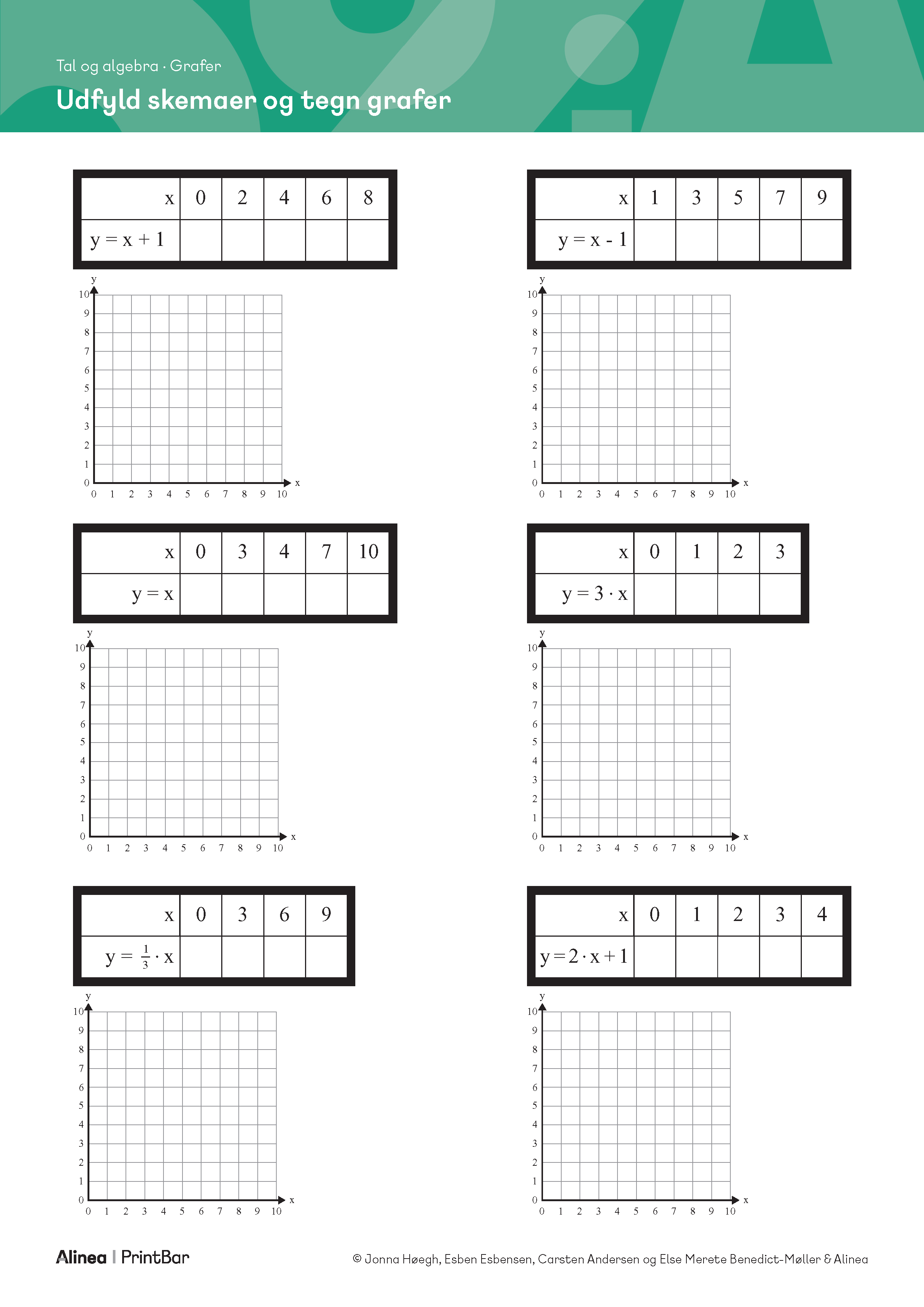 Udfyld skemaer og tegn grafer | Gratis matematikopgave til print til 6 ...
